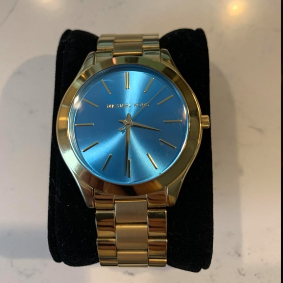 Michael Kors | Accessories | Michael Kors Gold Watch With Aqua Face ...